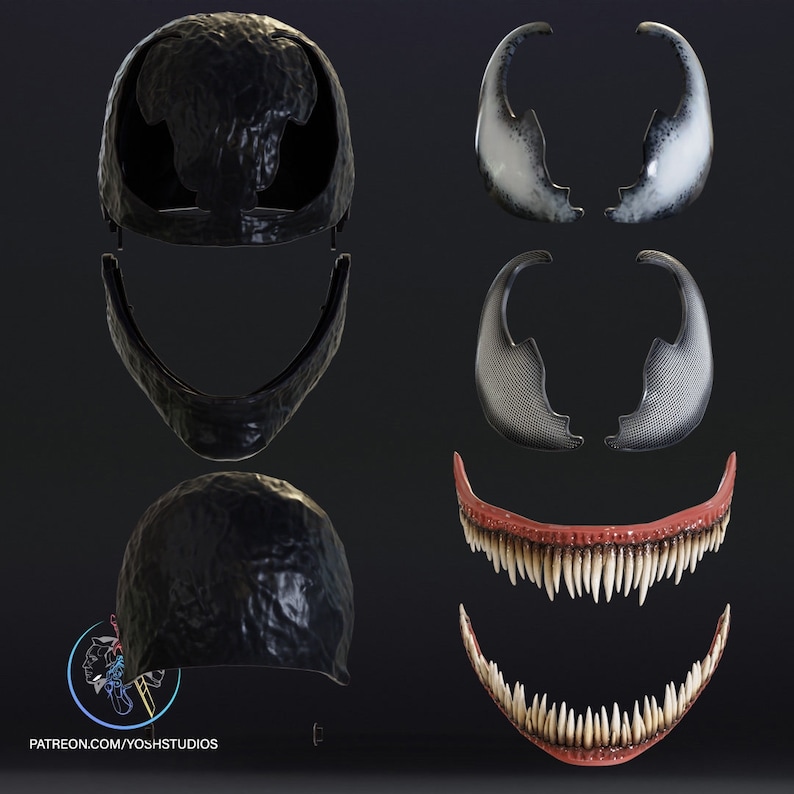Poison (arachnid-man) 3D Printed Mask With Moving Jaw (physical ...