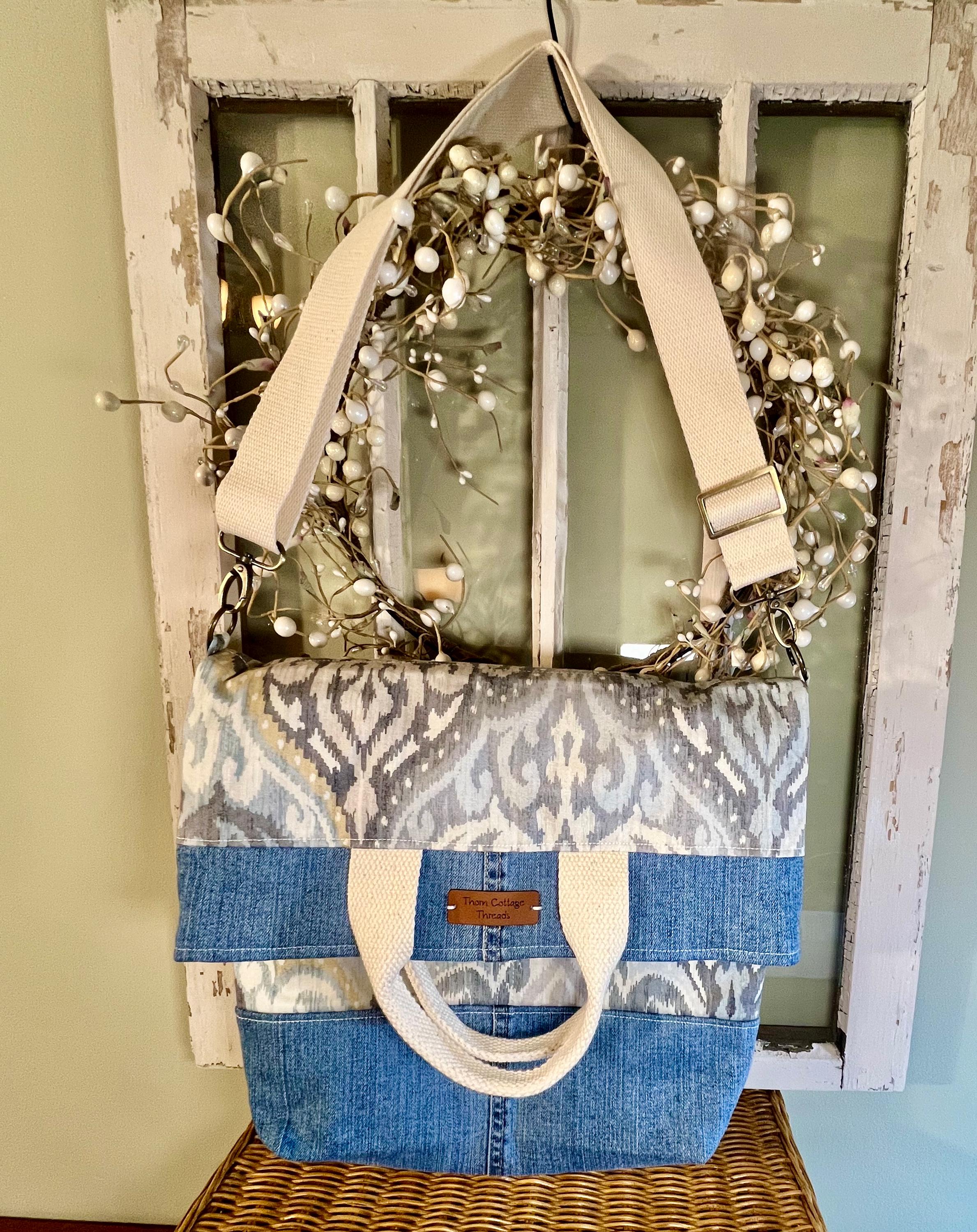 Fold Over Tote, Purse, Handmade, up Cycled, Expandable, Denim ...