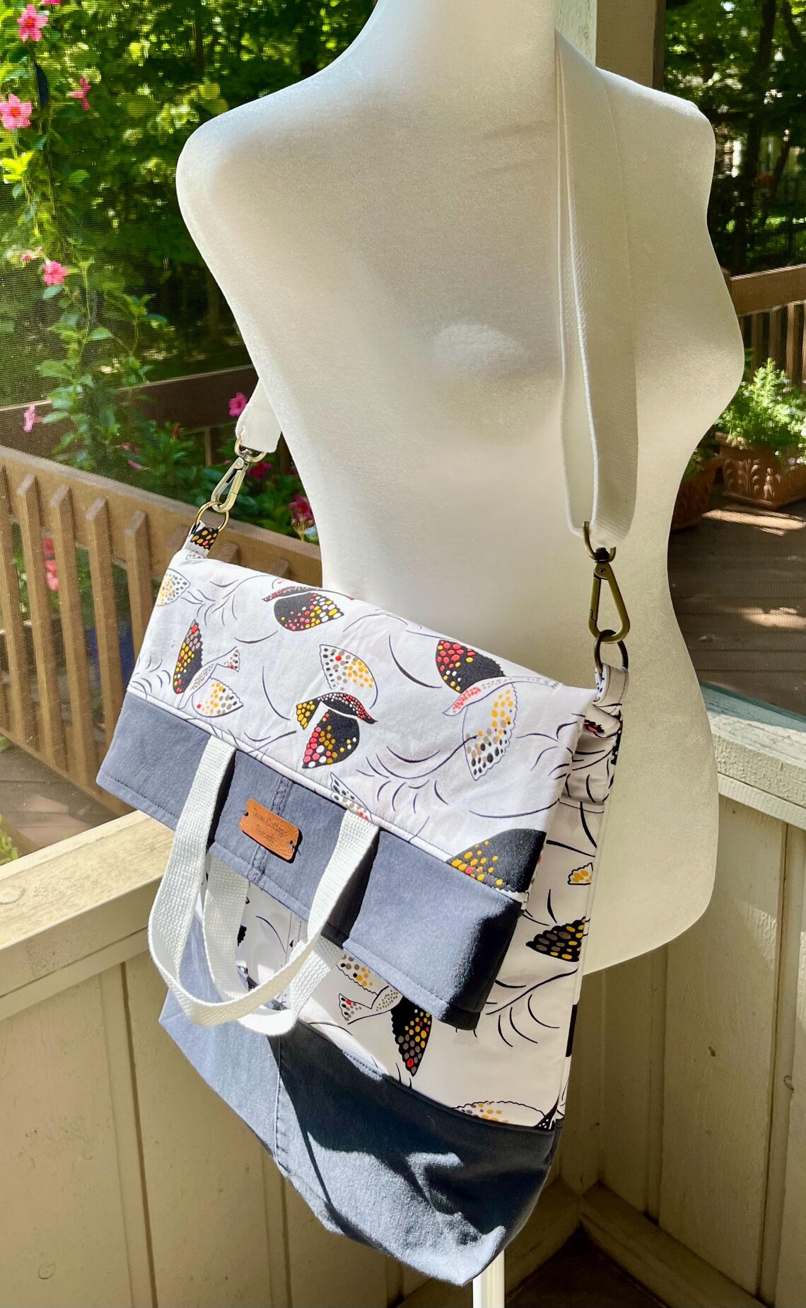 Fold Over Tote, Purse, Expandable, up Cycled, Denim, Handmade, Shoulder ...