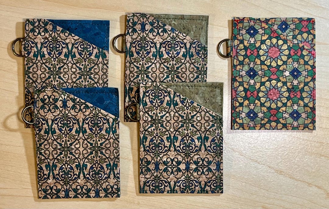 Card Wallet, Open Card Pocket, Handmade, Cork, Geometric, Functional - Etsy