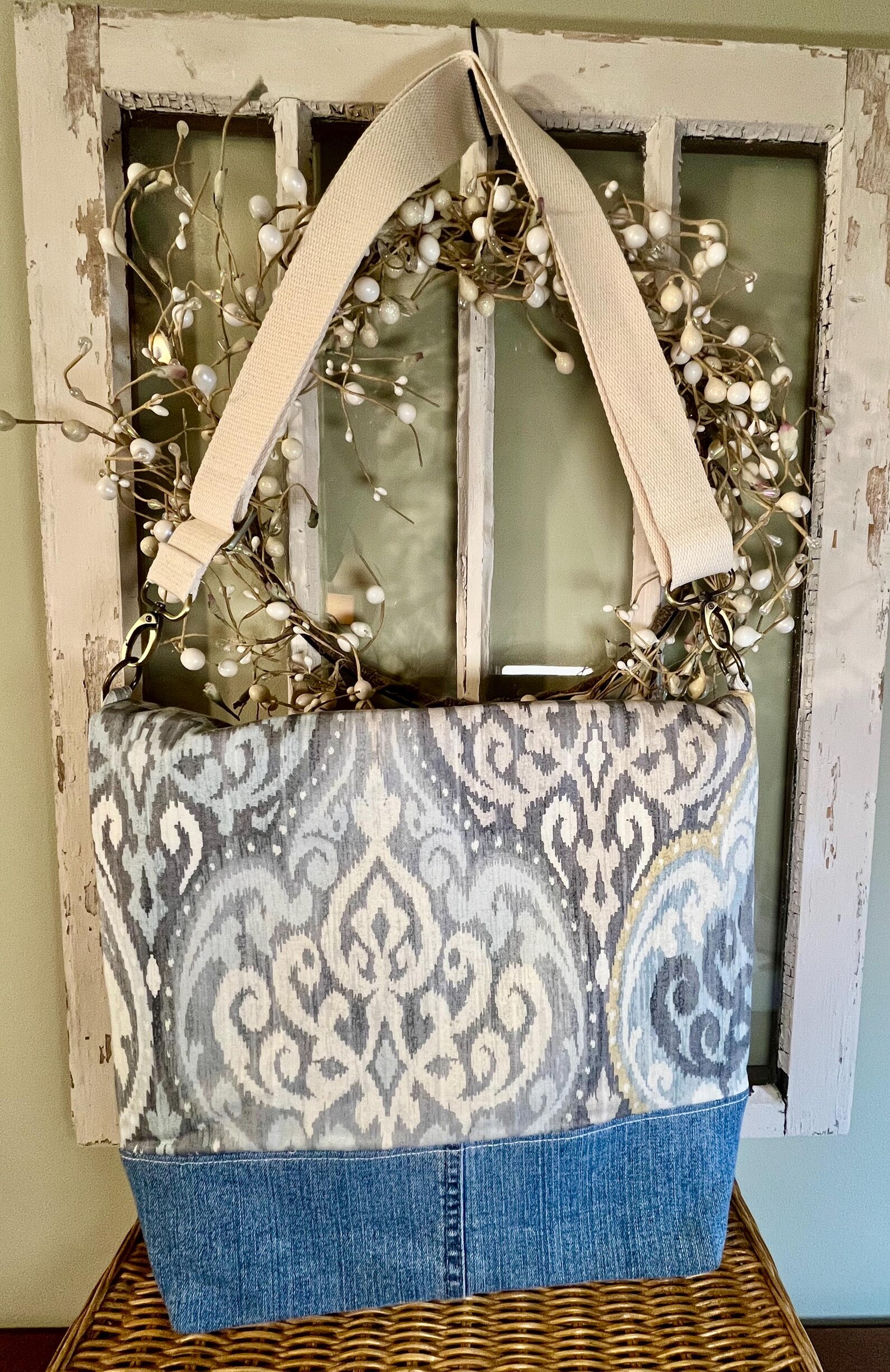 Fold Over Tote, Purse, Handmade, up Cycled, Expandable, Denim ...