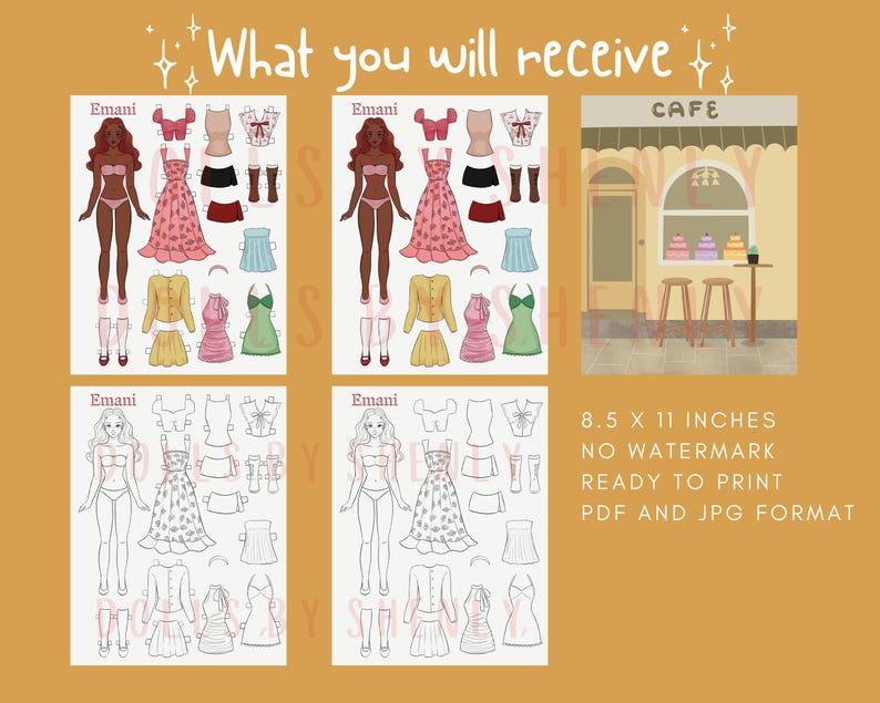 Printable Paper Doll Black Girl Doll Soft Girl Era Paper Doll Green ...