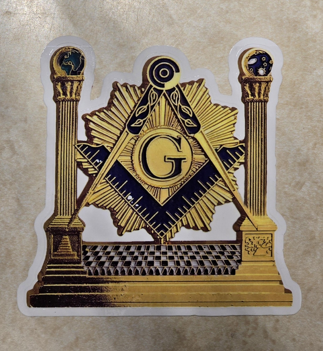 Masonic Square & Compass Vinyl Sticker – Freemason Decal With Pillars ...