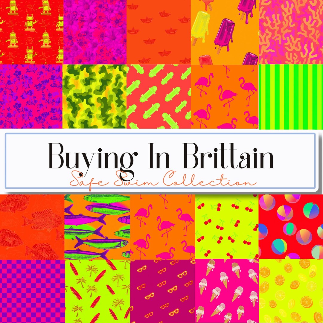 20 Seamless Pattern, Safe Swim Colors, MEGA BUNDLE, Neon Bright PNG ...