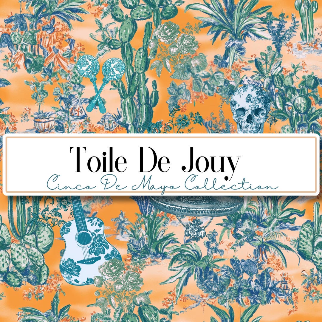 Toile De Jouy Cinco De Mayo Seamless Repeating Pattern Digital Paper ...
