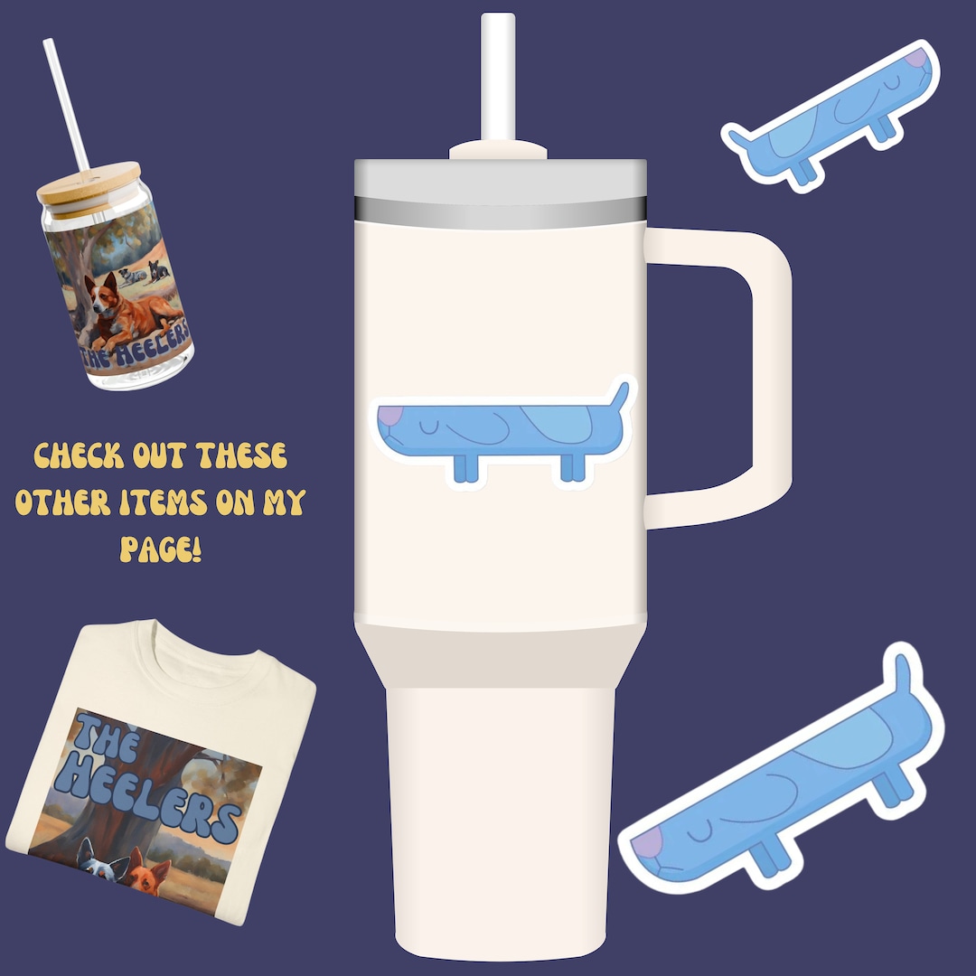 Long Dog Bluey Sticker Sticker Cartoon Bluey DSNY Weiner Dog Hidden Dog ...