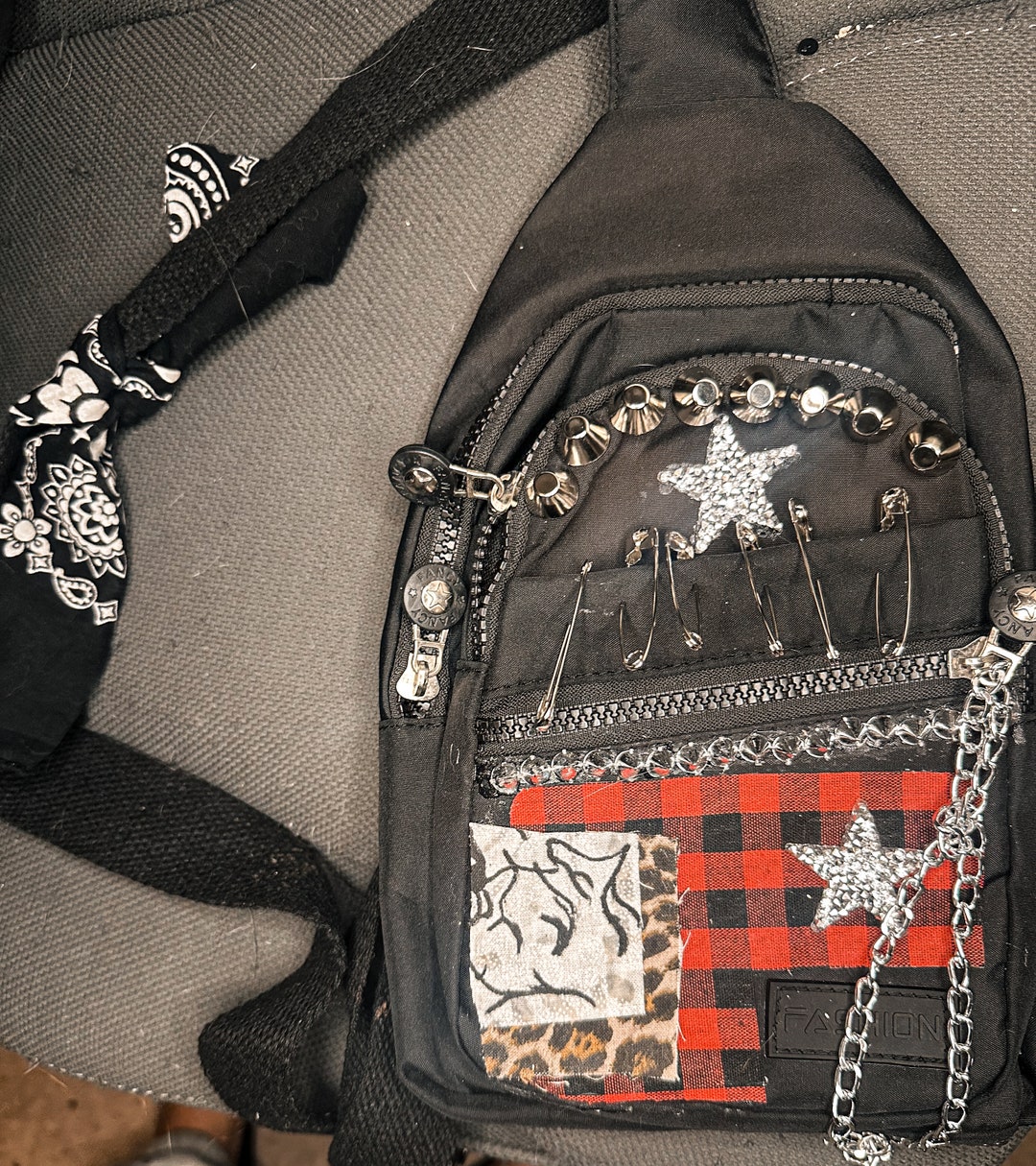 DIY Grunge Cross Body Bag Unisex Alternative Bag Emo Bag Punk Crossbody ...