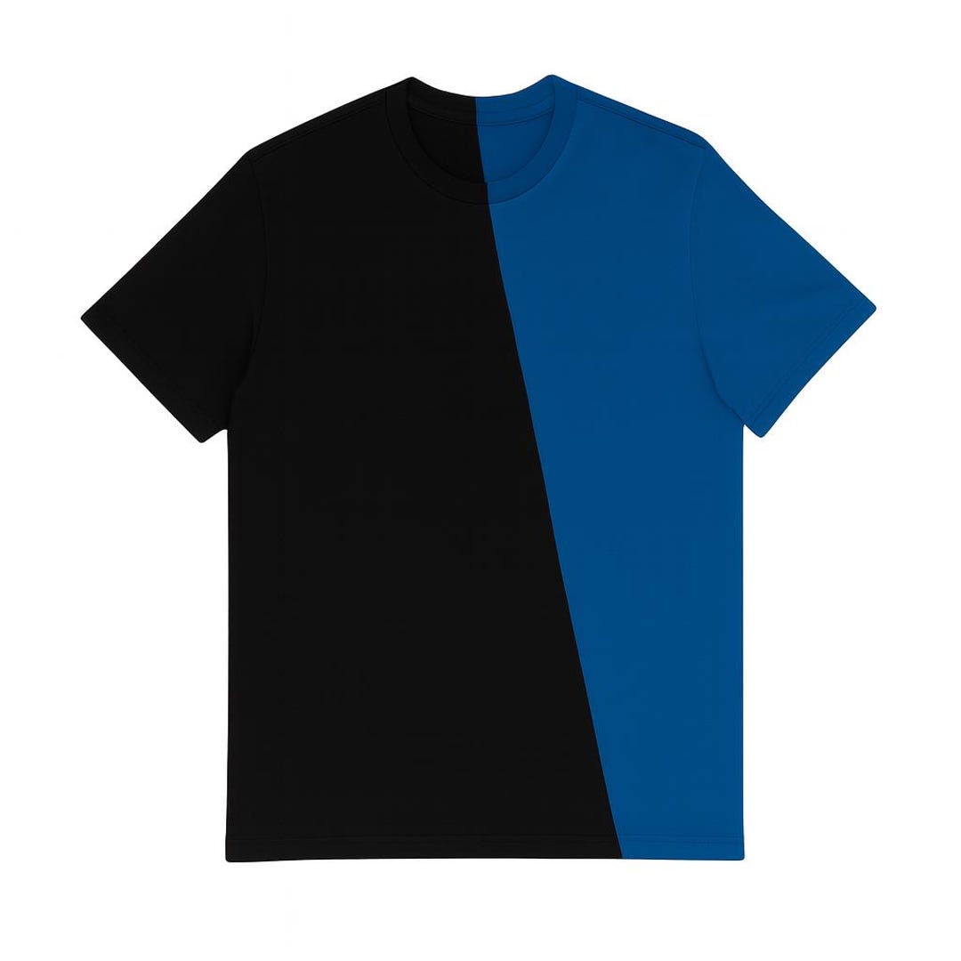 Black & Royal Blue Color Block T-shirt: Minimalist Unisex Cotton Tee - Etsy