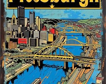 Pittsburgh Poster Digital Wall Art - Etsy