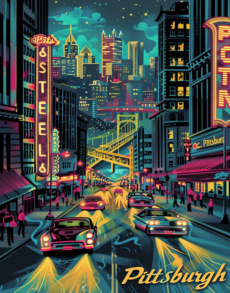 Pittsburgh Poster Digital Wall Art - Etsy