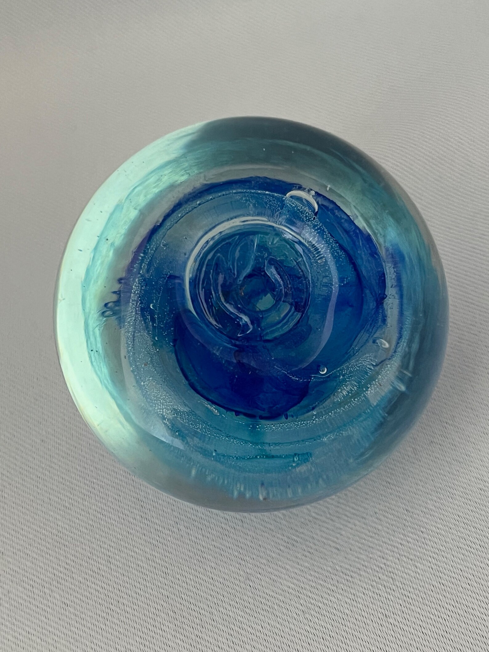 Isle of Wight Studio Glass Paperweight, Blue Swirls Delicate Bubbles - Etsy