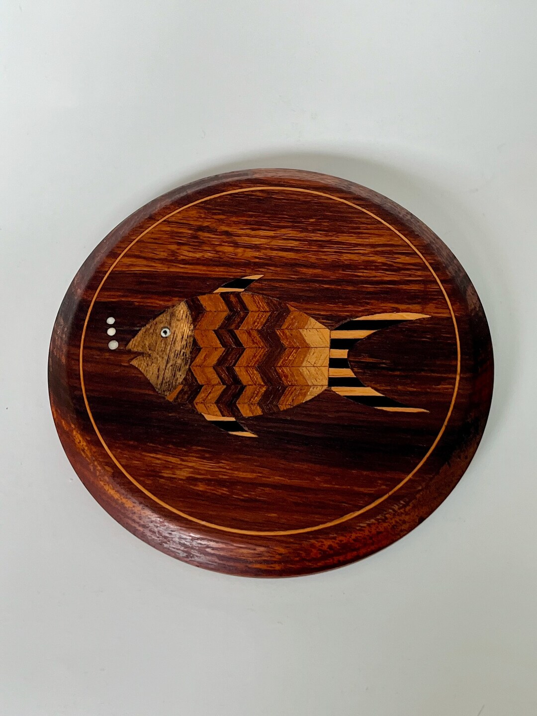 Vintage Wooden Inlay Fish Wall Art - Etsy