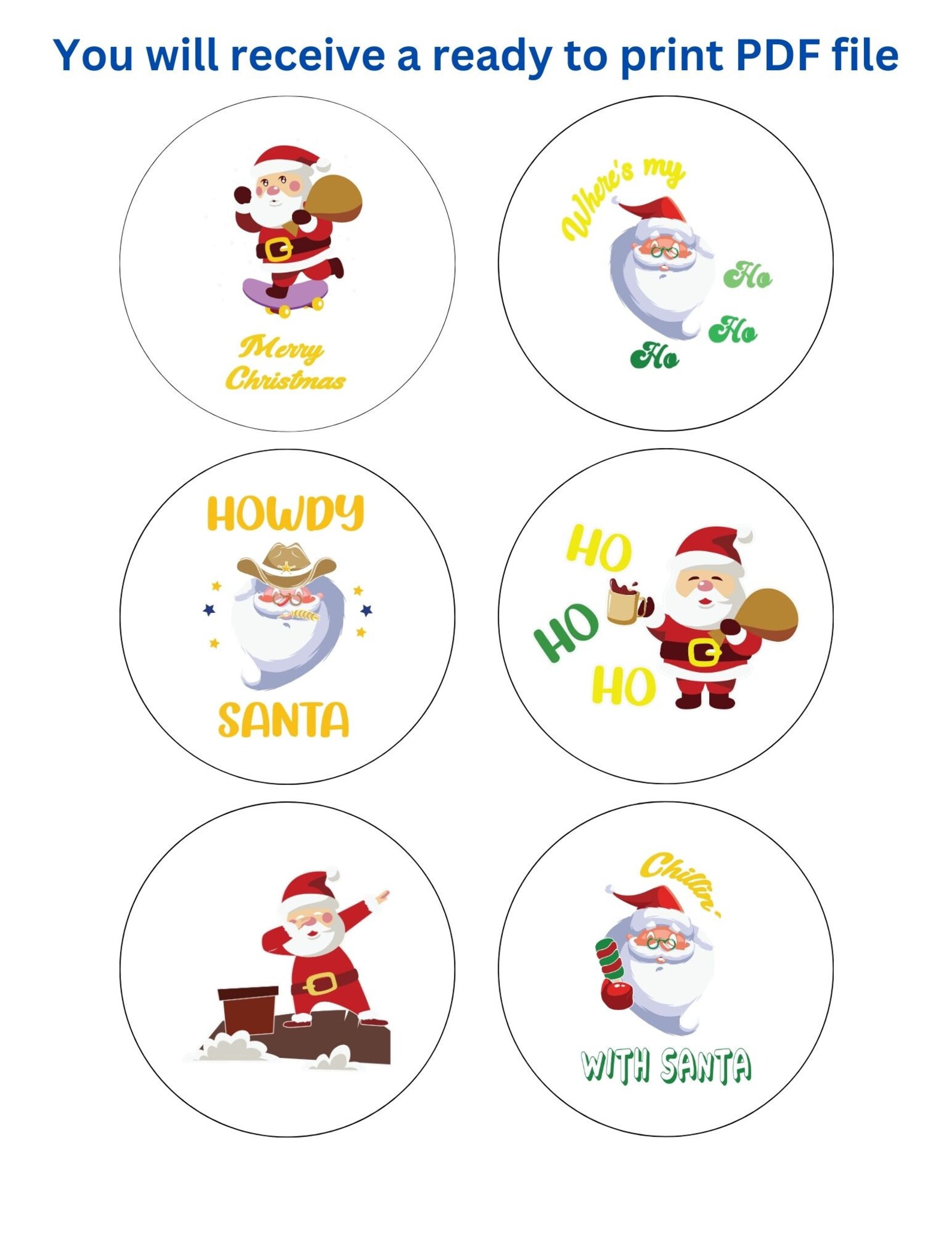 Printable Santa Gift Tags,holiday Gift Tags, DIY Gift Tags, Holiday ...