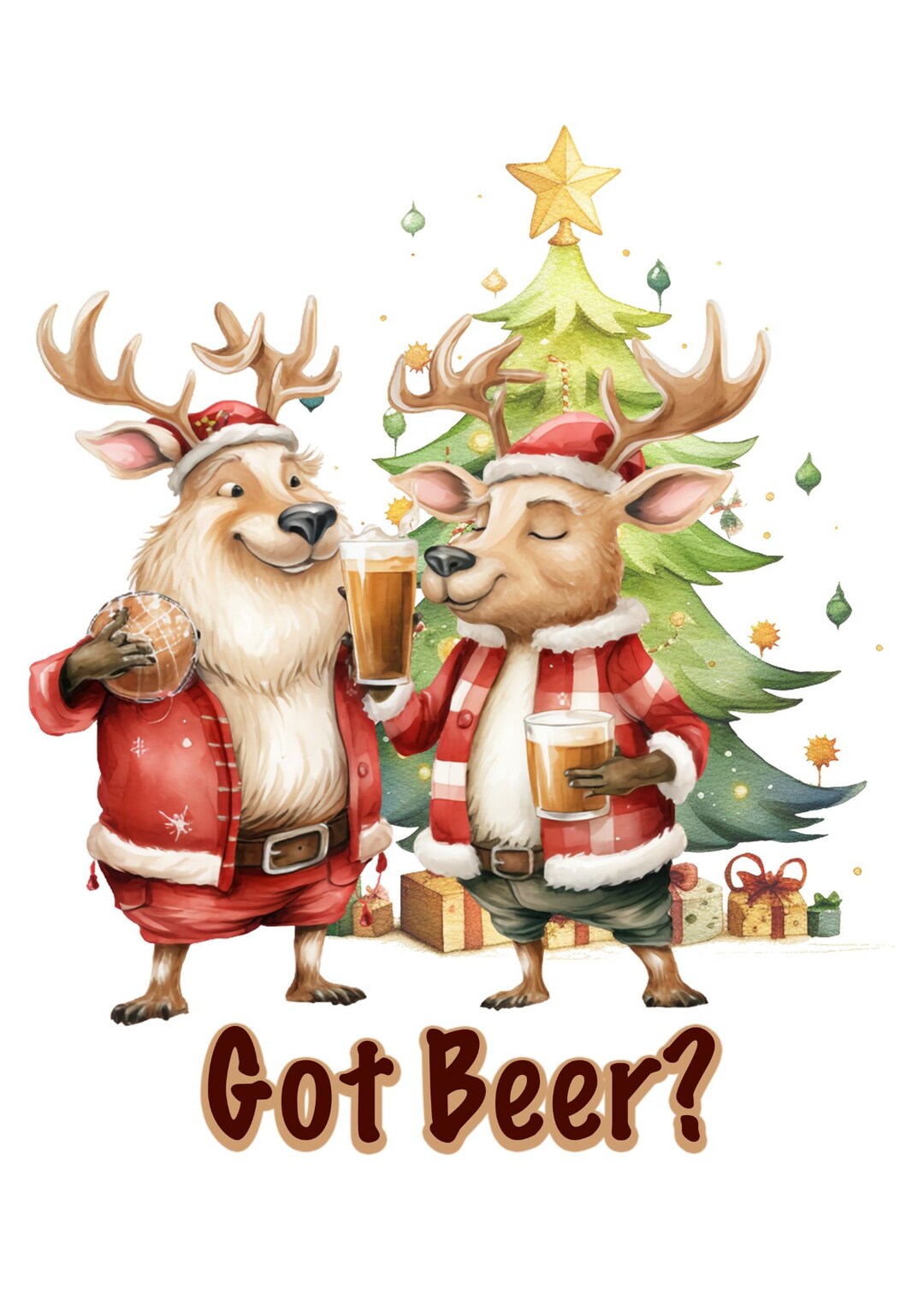 Funny Reindeer Got Beer Printable Christmas Card,funny Christmas Card ...