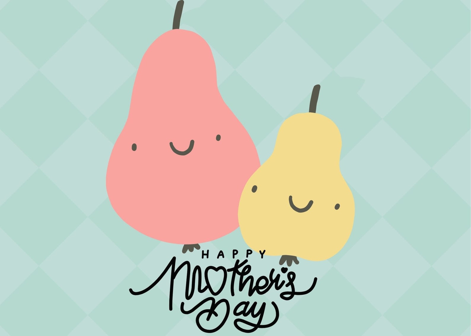 Printable Cute Pear Mother's Day Card, Happy Mother's Day, Instant ...