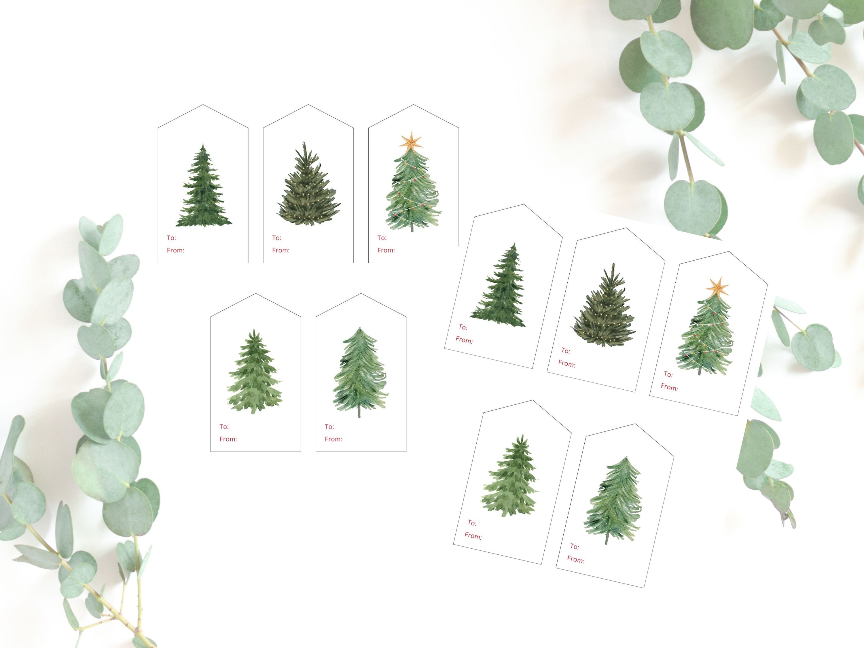 Printable Christmas Tree Gift Tags,holiday Gift Tags, DIY Gift Tags ...