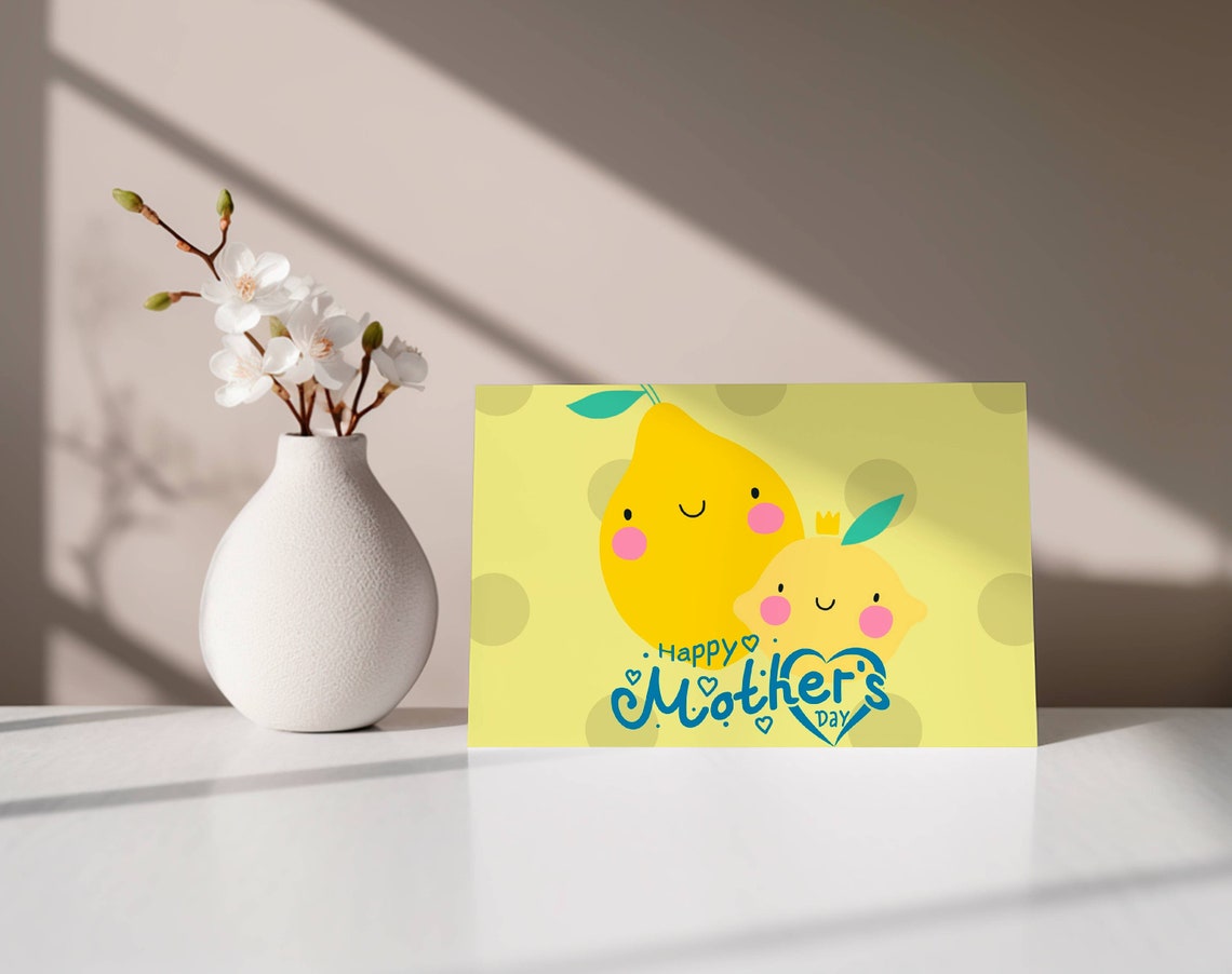 Printable Cute Lemon Mother's Day Card , Happy Mother's Day, Instant ...