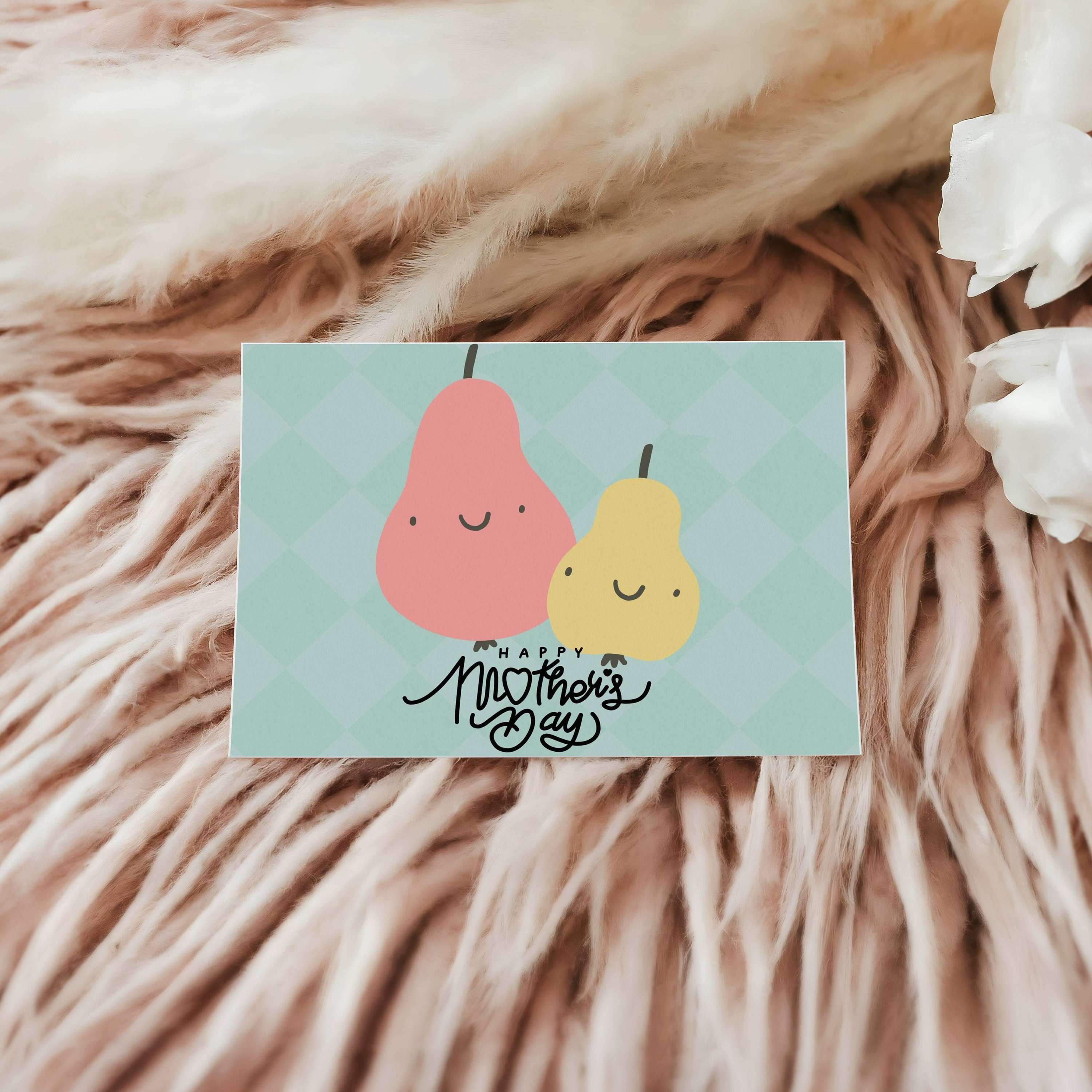 Printable Cute Pear Mother's Day Card, Happy Mother's Day, Instant ...