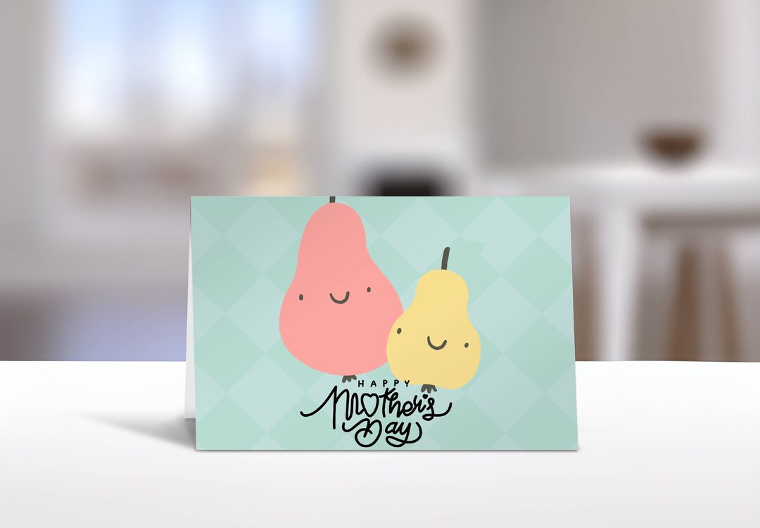 Printable Cute Pear Mother's Day Card, Happy Mother's Day, Instant ...