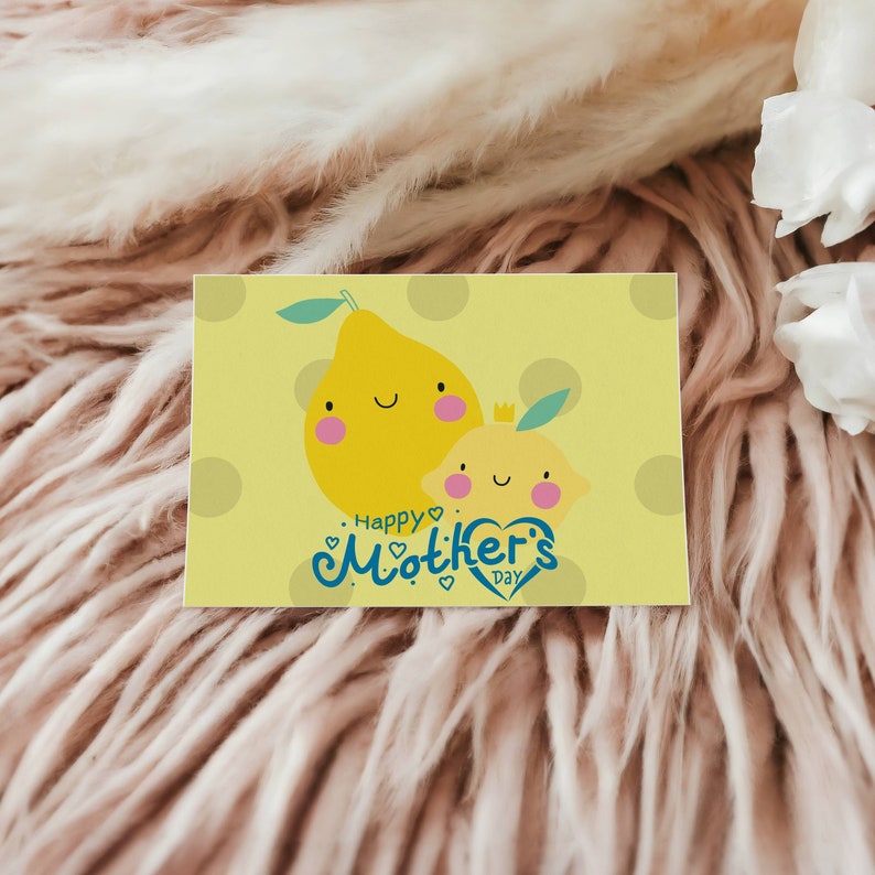 Printable Cute Lemon Mother's Day Card , Happy Mother's Day, Instant ...