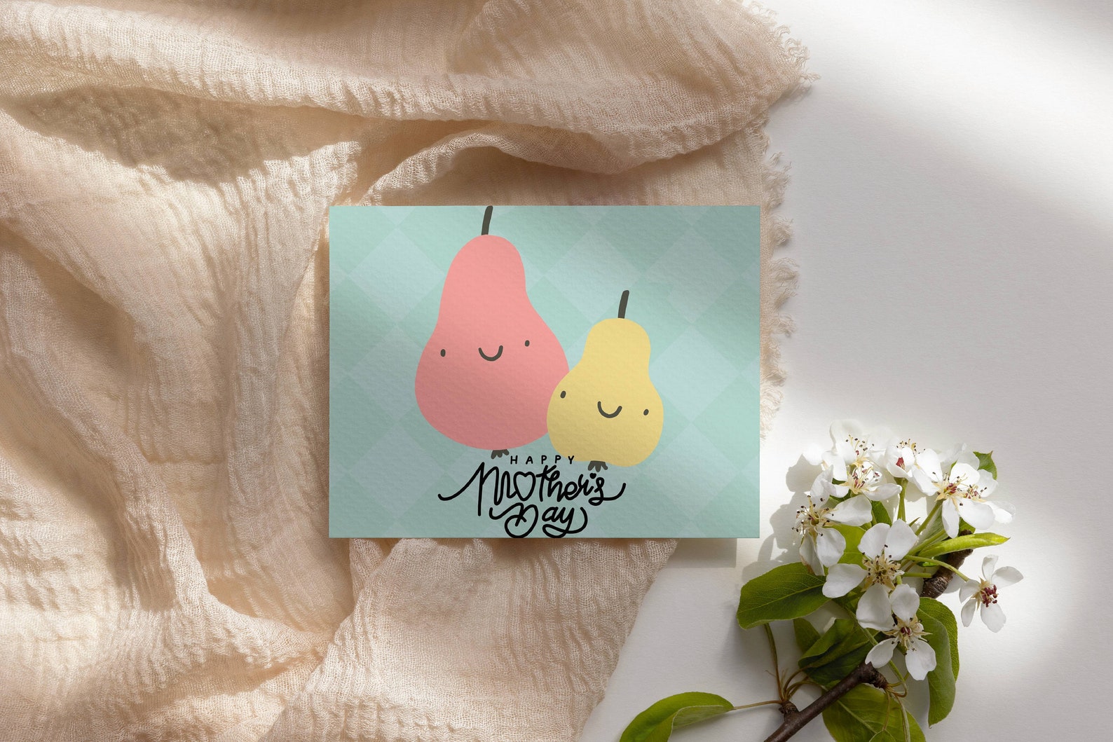 Printable Cute Pear Mother's Day Card, Happy Mother's Day, Instant ...