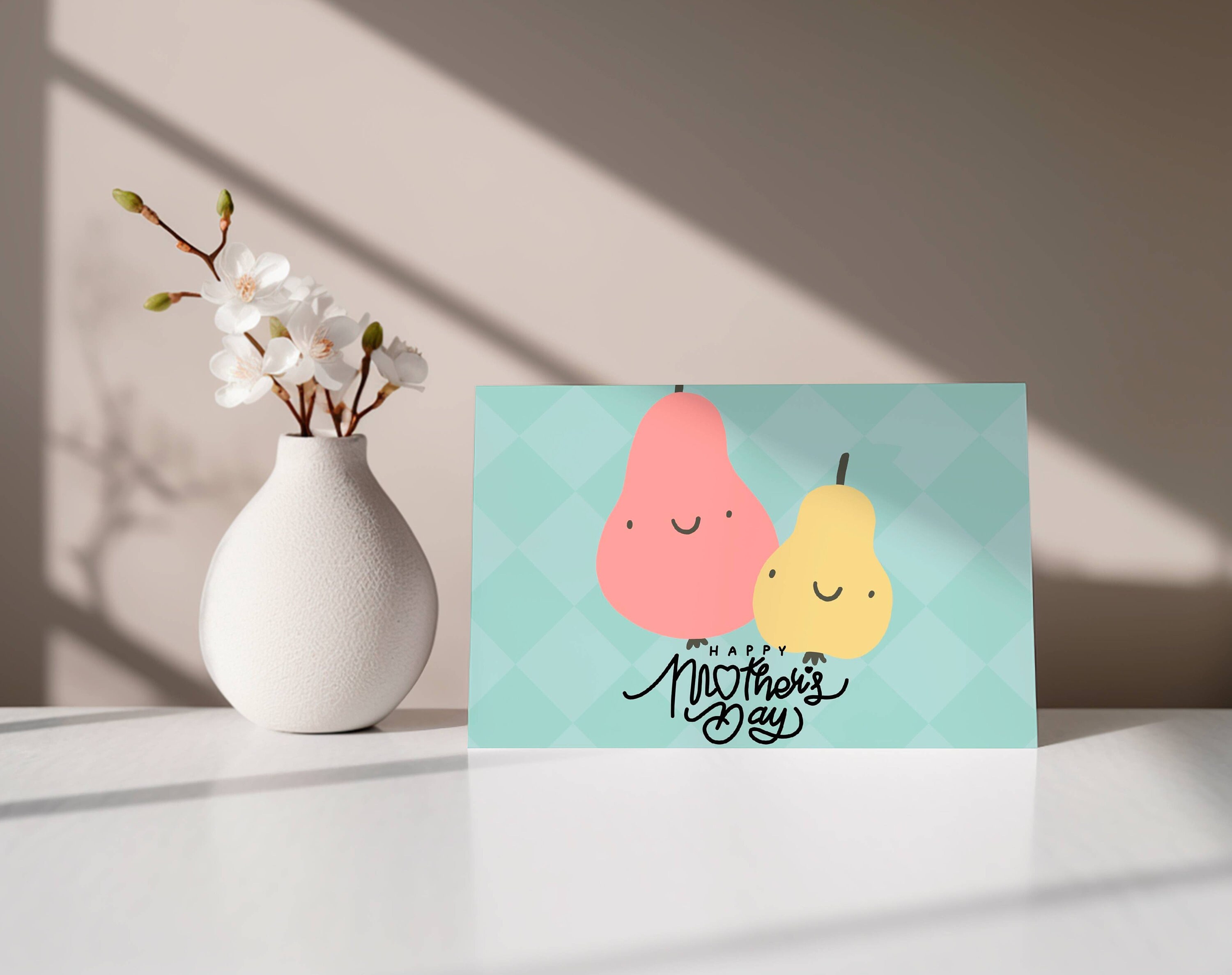 Printable Cute Pear Mother's Day Card, Happy Mother's Day, Instant ...