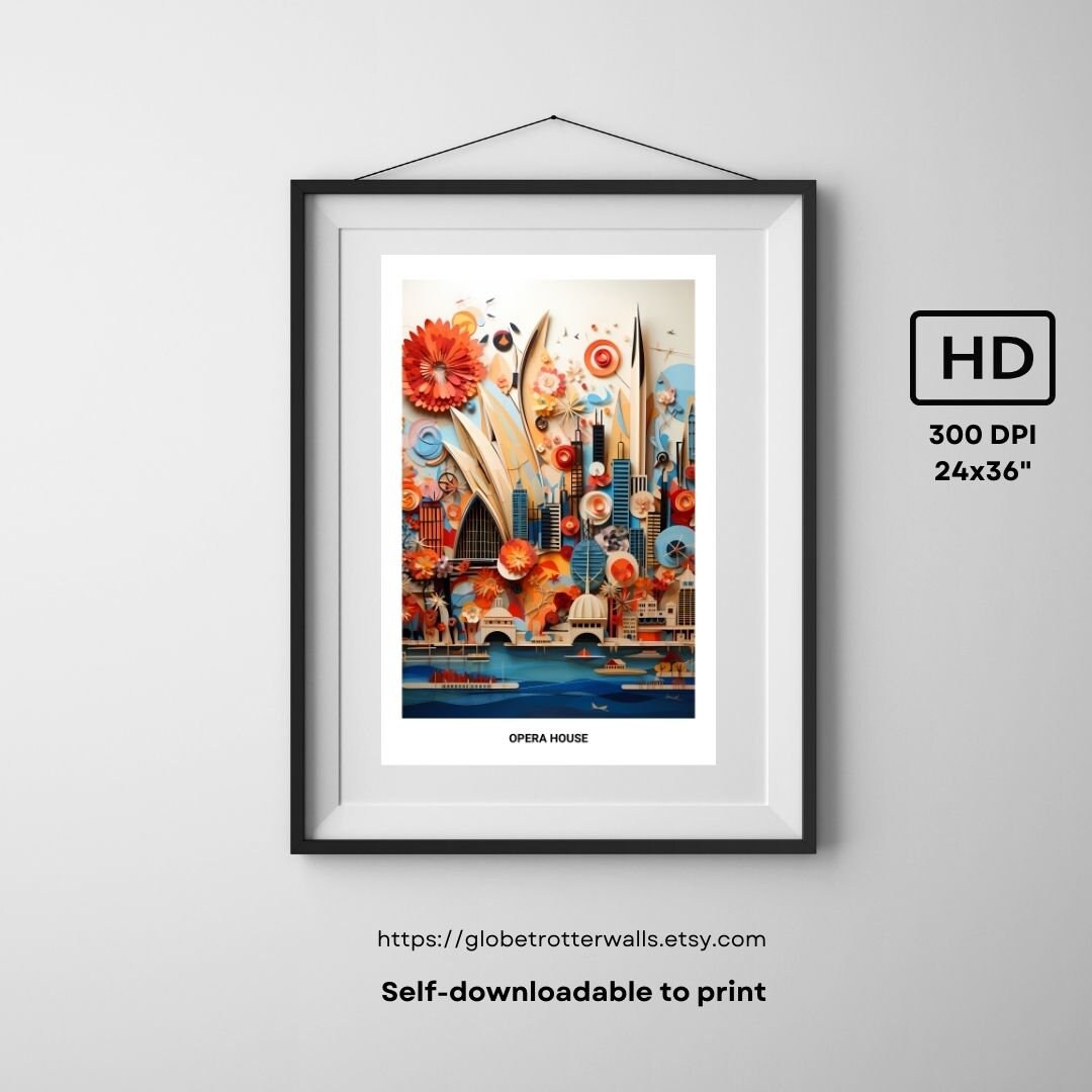Abstract Sydney Opera House Dadaism Collage Wall Art, Downloadable ...