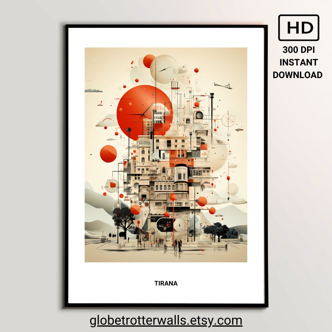 Tirana Collage Printable Poster Instant Art Download in 4 Formats - Etsy