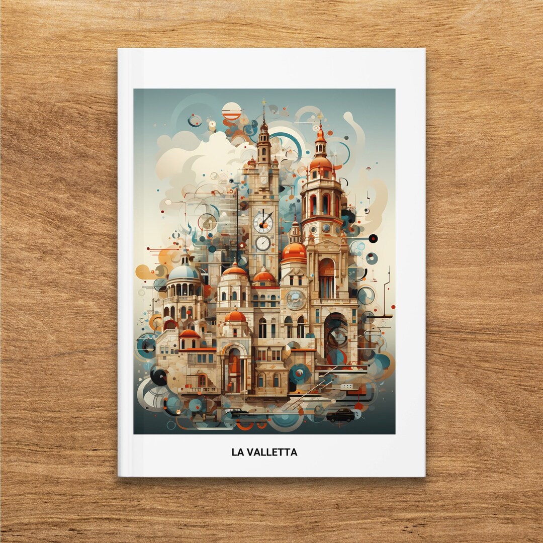 Vintage La Valletta Malta Art Print Hardcover Journal, Unique Travel ...