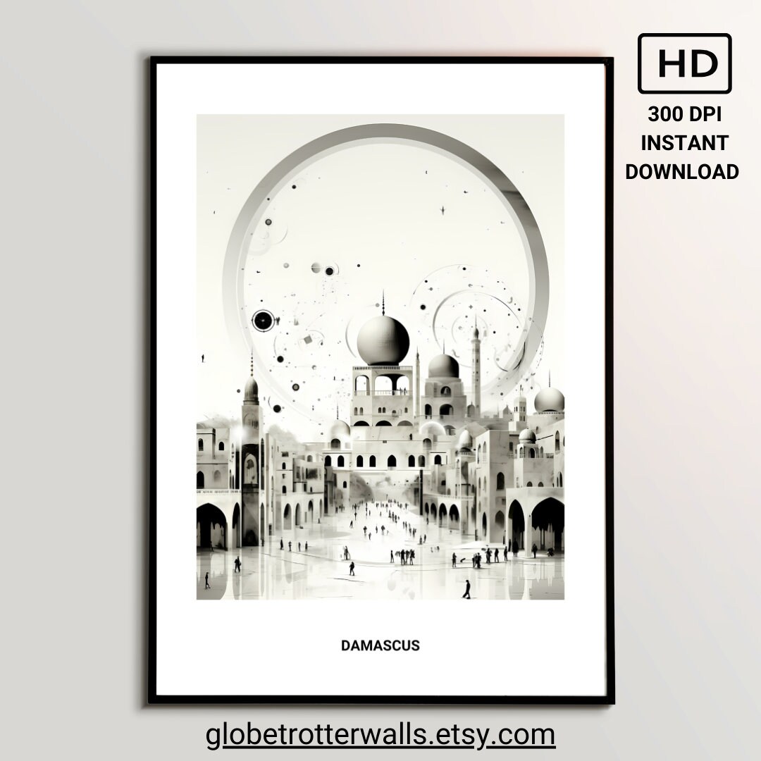 Damascus syria Artistic Collage Poster HD Quality, 4 Sizes, Ready for ...
