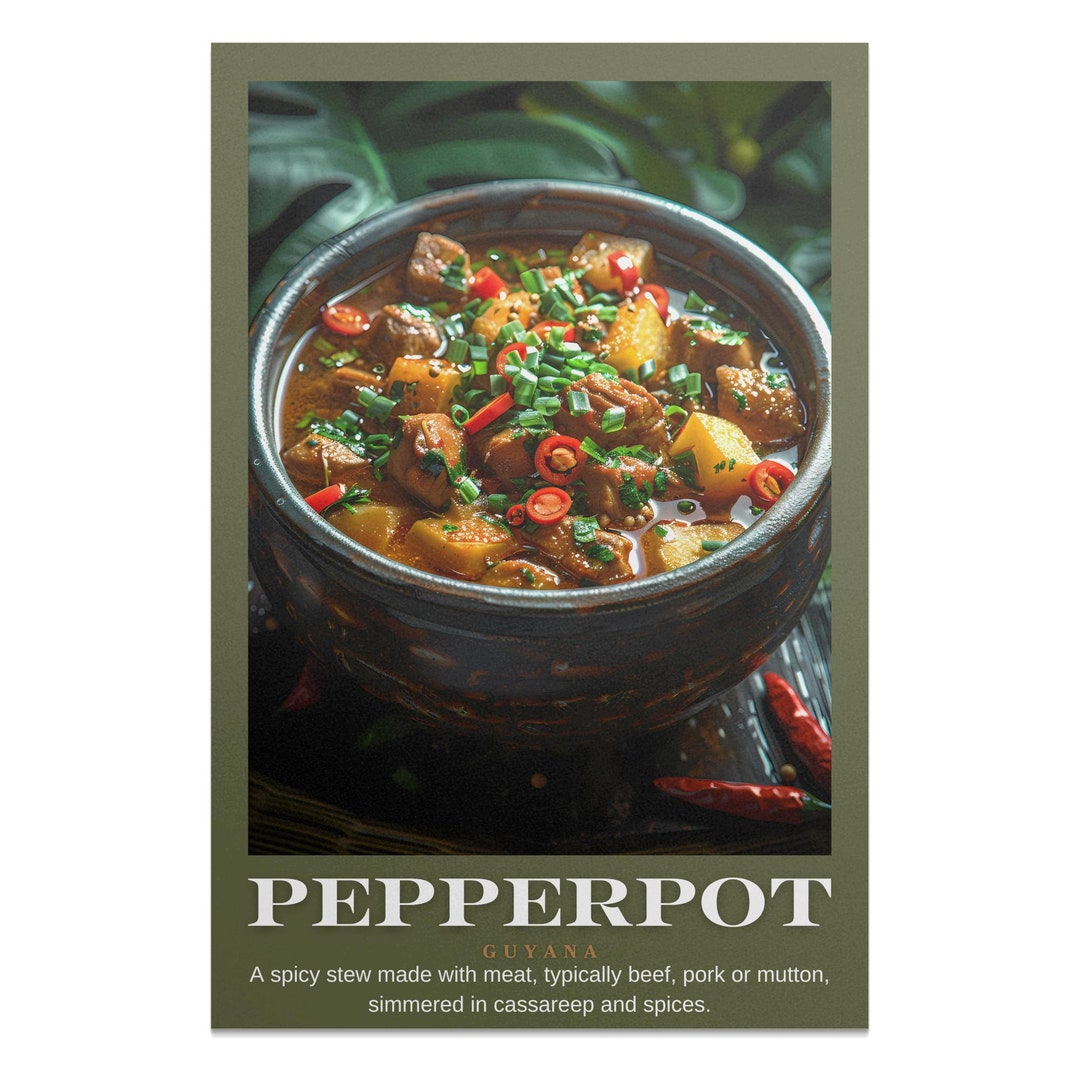 Guyanese Pepperpot Stew Wall Art, Traditional Guyana Cuisine, Spicy ...
