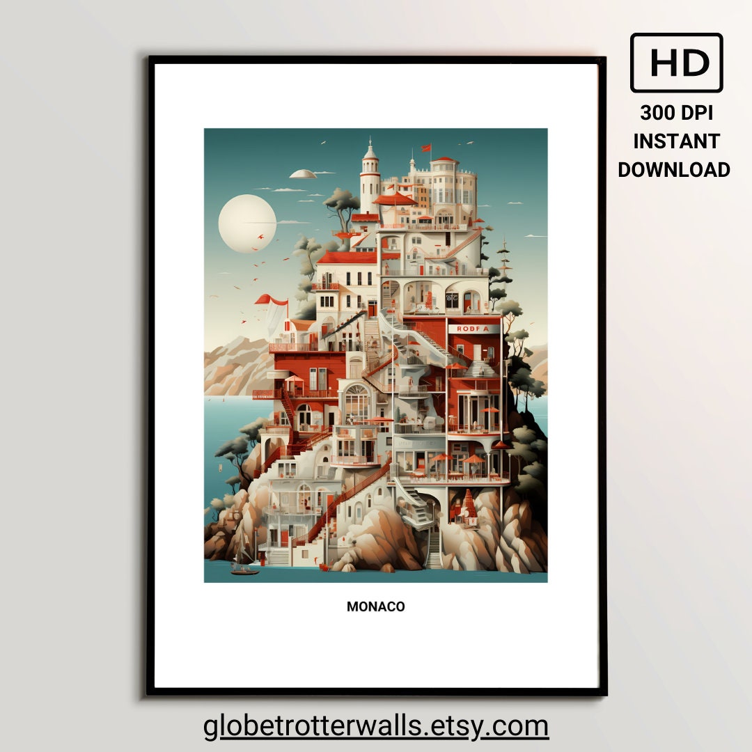 Printable Monaco Collage Poster Instant Art Download Available in 4 ...