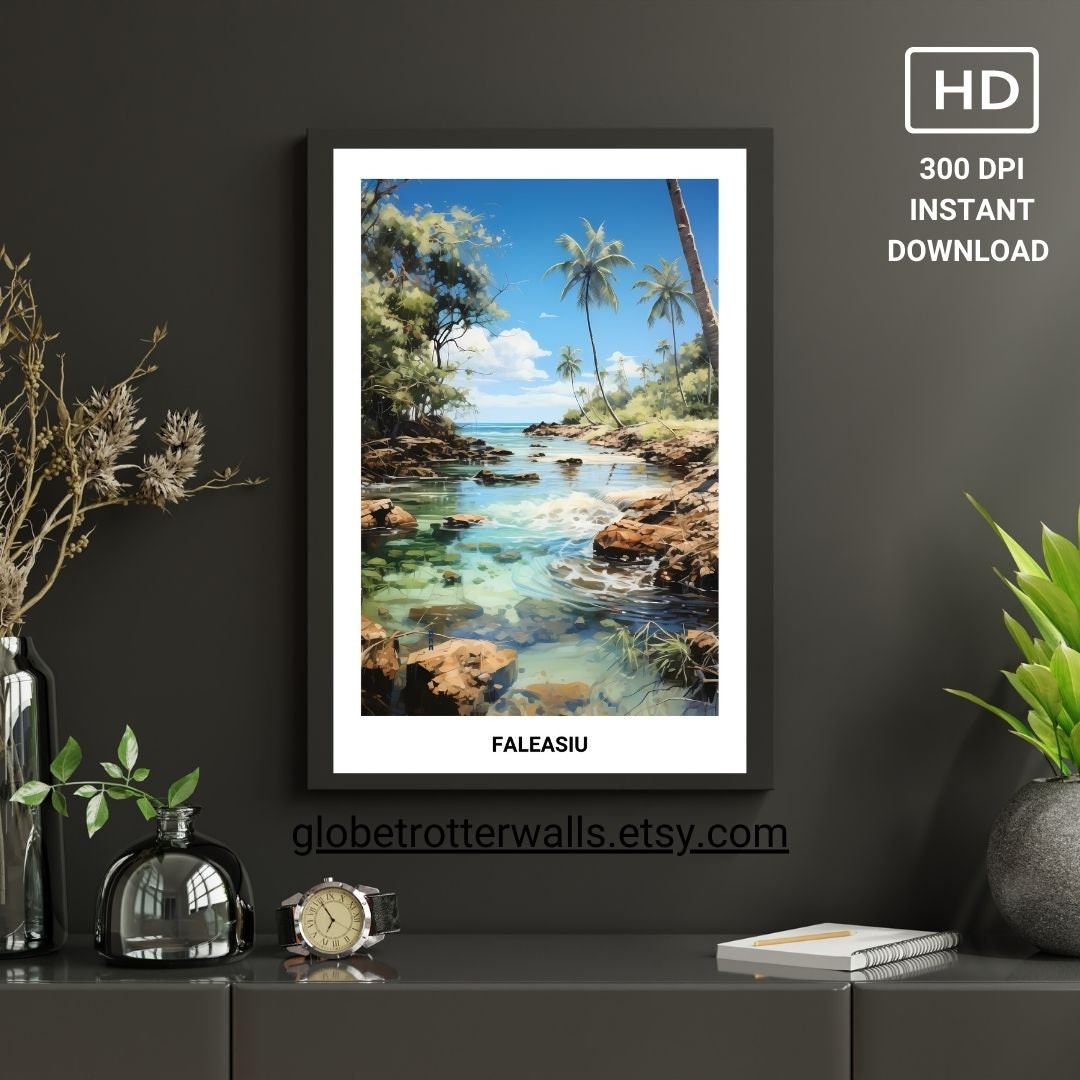 Impressionist Tropical Beach Wall Art, 24x36 Poster Set of 4, Faleasiu ...