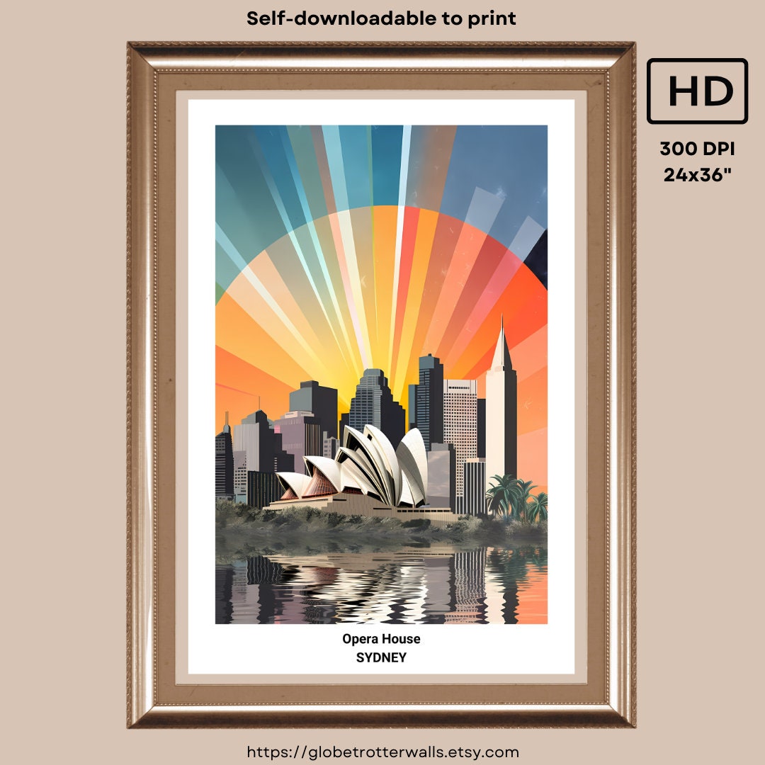 Vibrant Sydney Opera House Wall Art, Pop Art Poster, City Skyline Home ...