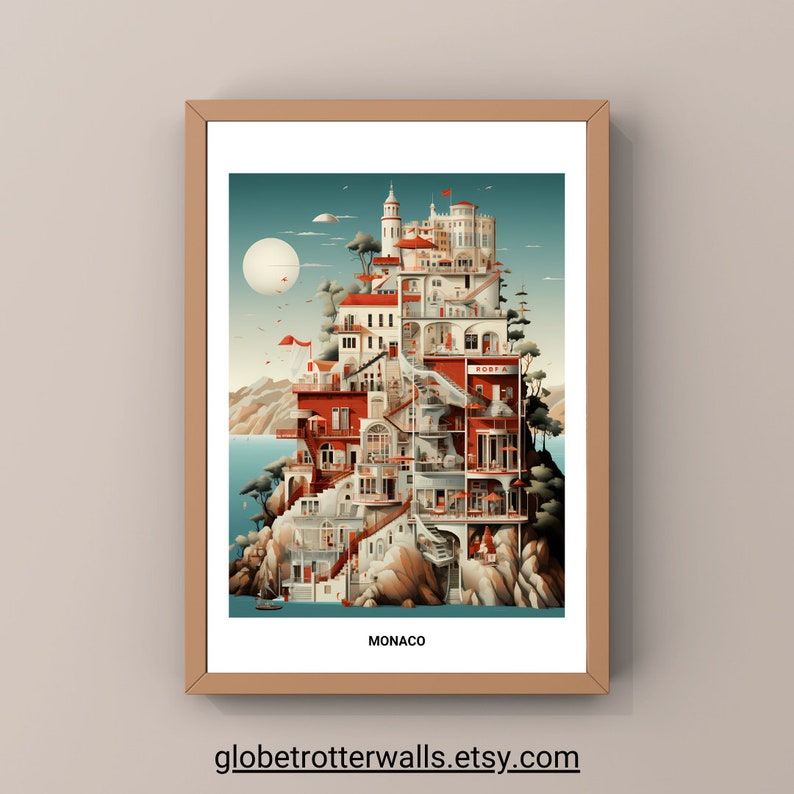 Printable Monaco Collage Poster Instant Art Download Available in 4 ...