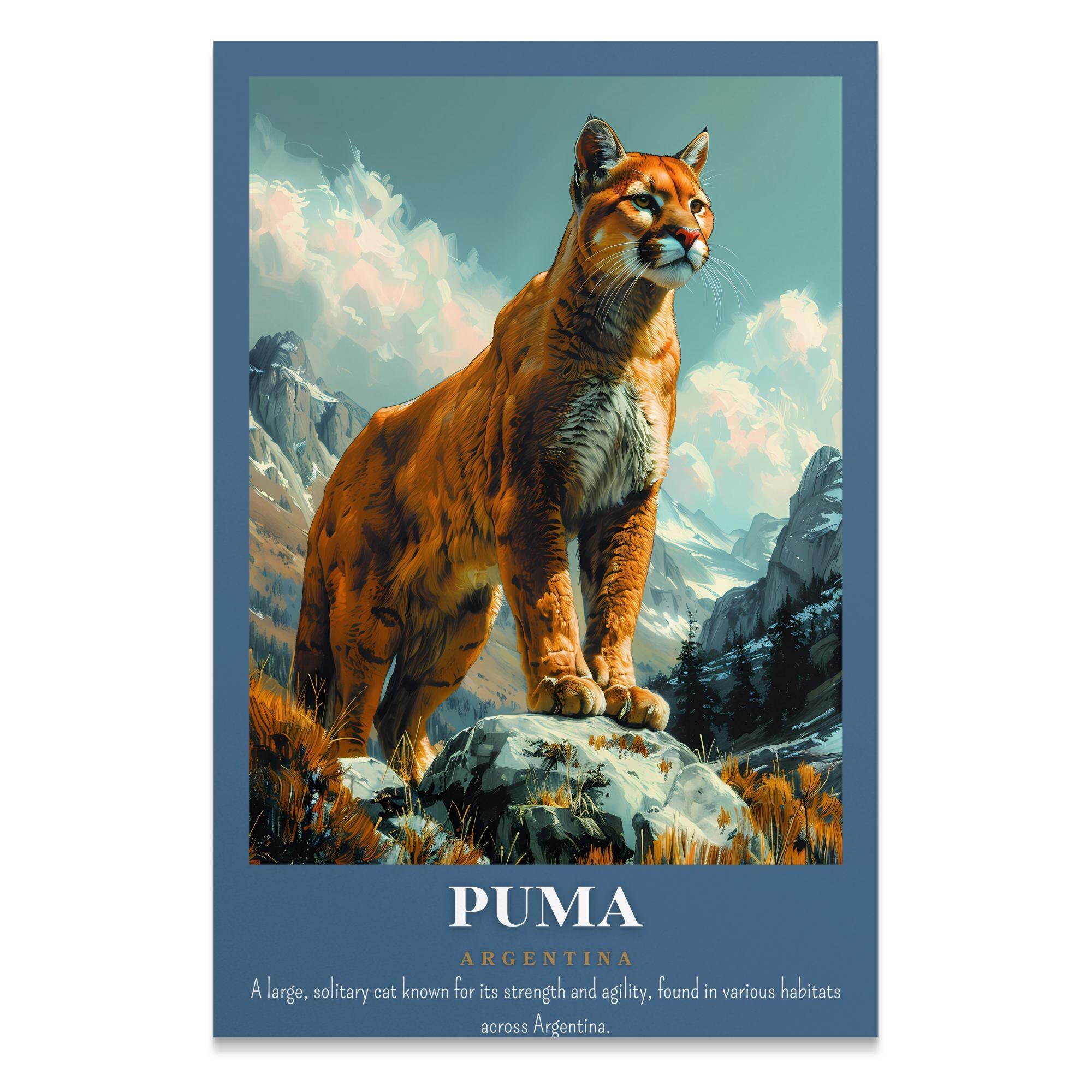 Majestic Puma in Argentinian Landscape, Large Wall Art, Wildlife Home ...