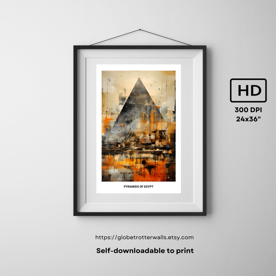 Abstract Pyramid Wall Art, Dadaism Collage, Downloadable 24x46 Poster ...