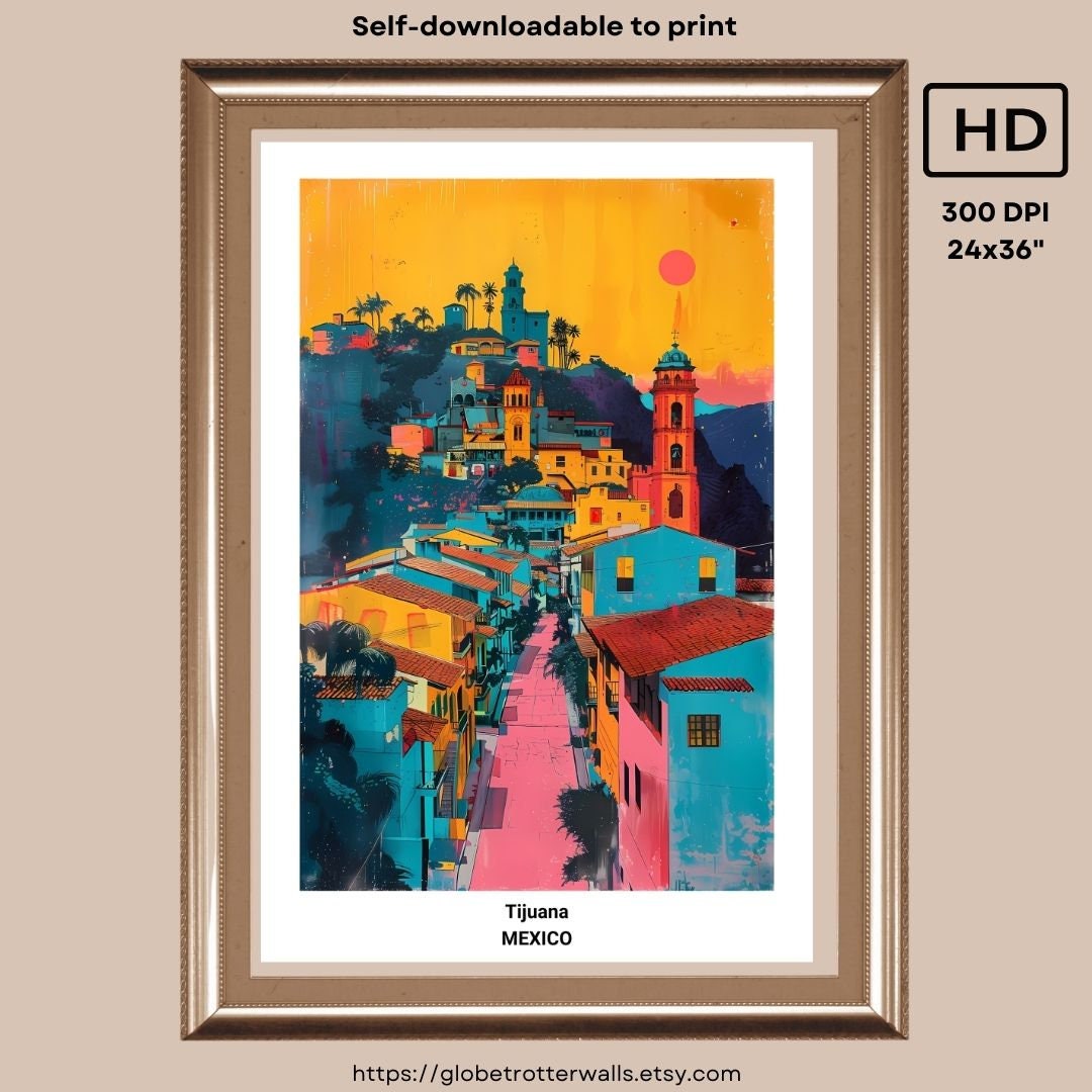 Tijuana Wall Art, Tijuana City Map Art, Tijuana Map Print, Tijuana ...