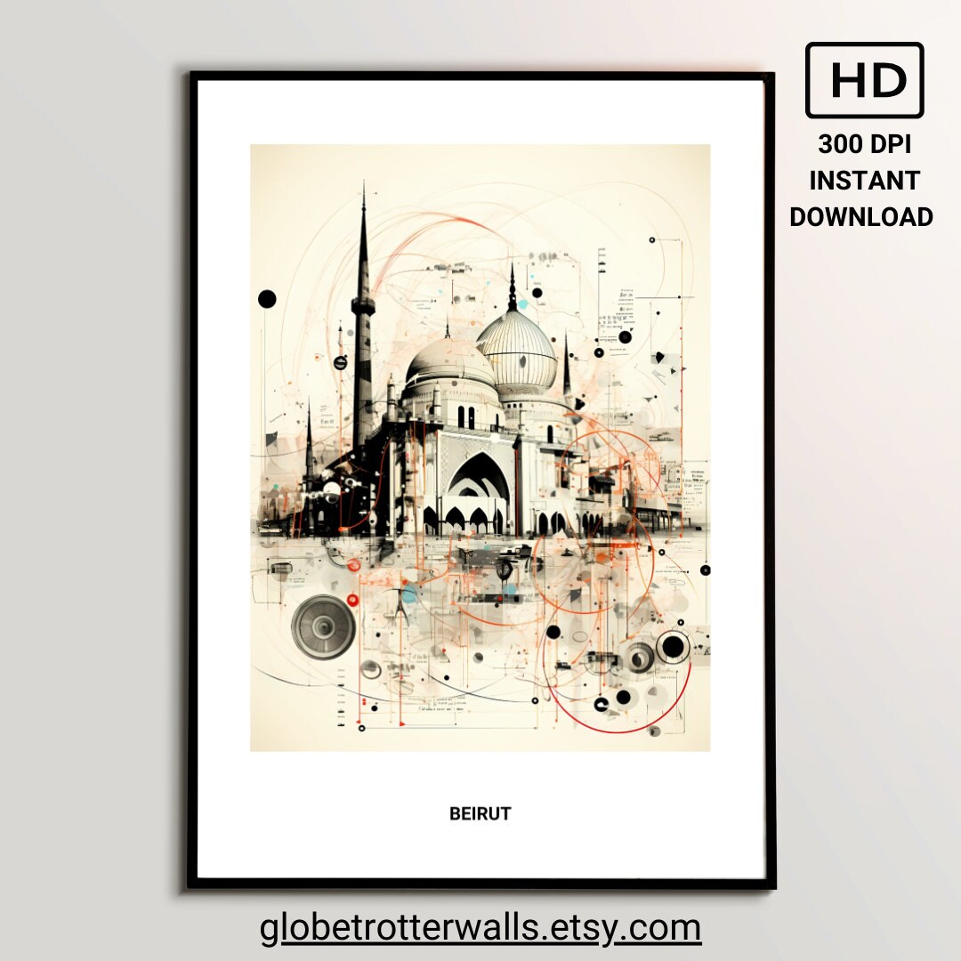 Beirut Collage Poster: Artistic Print in 4 Sizes, HD Quality, 300 DPI ...