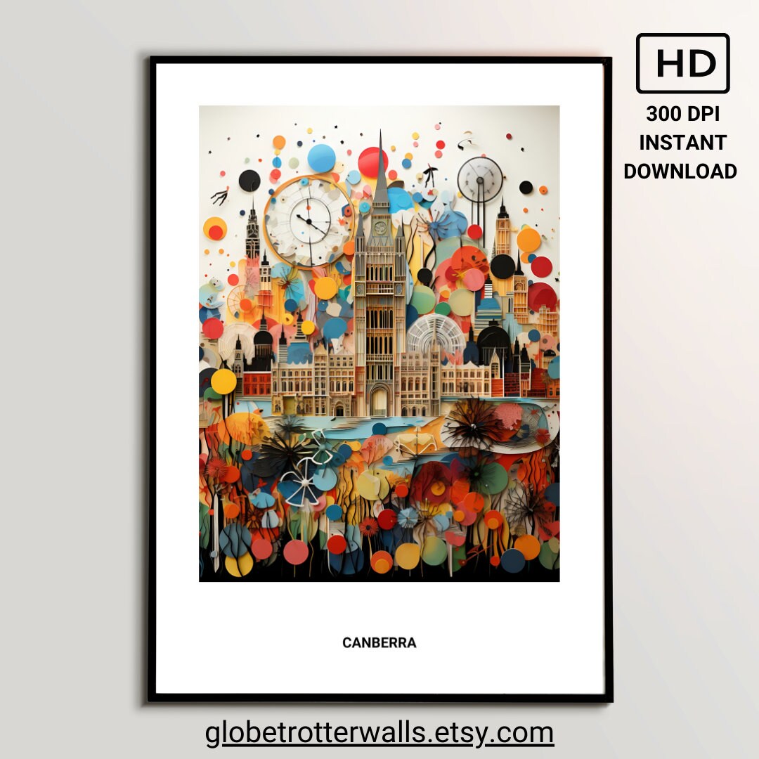 Artistic Collage Poster of Canberra, Australia Digital Download, HD ...