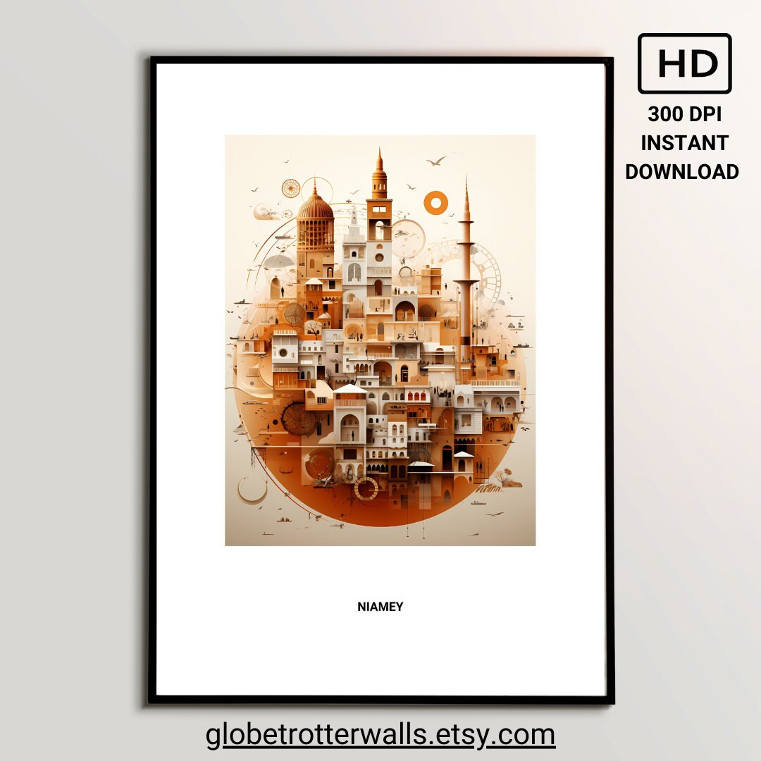 Niamey Niger City Poster HD Aesthetic Travel Collage & Vintage Wall Art ...