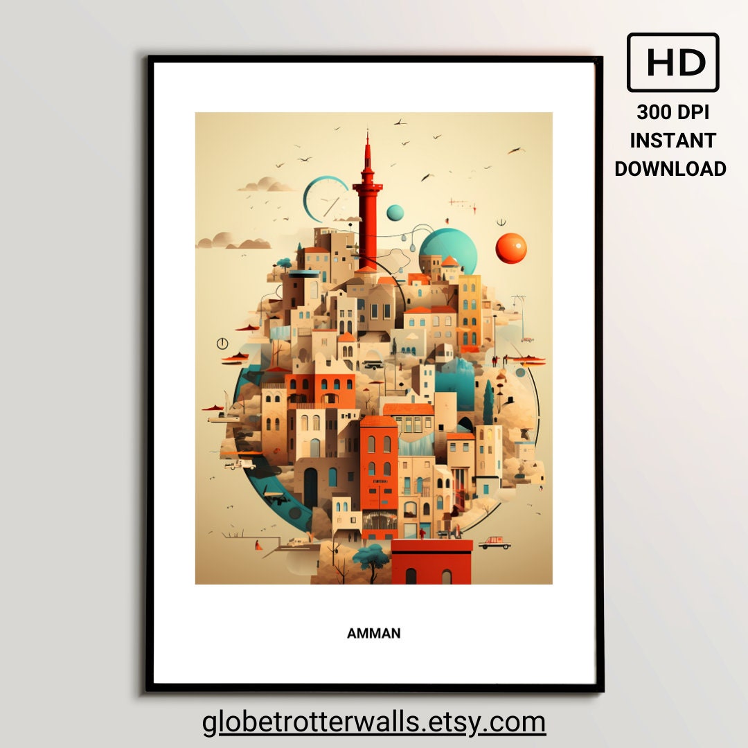 Amman Jordan Collage Poster, High-res 300 DPI, Printable & Digital ...