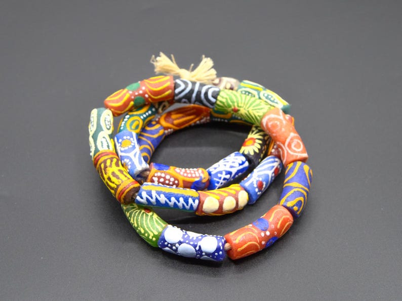 Recycled Glass Tube Beads, Ethnic Beads, Ghanaian Beads, African Beads ...