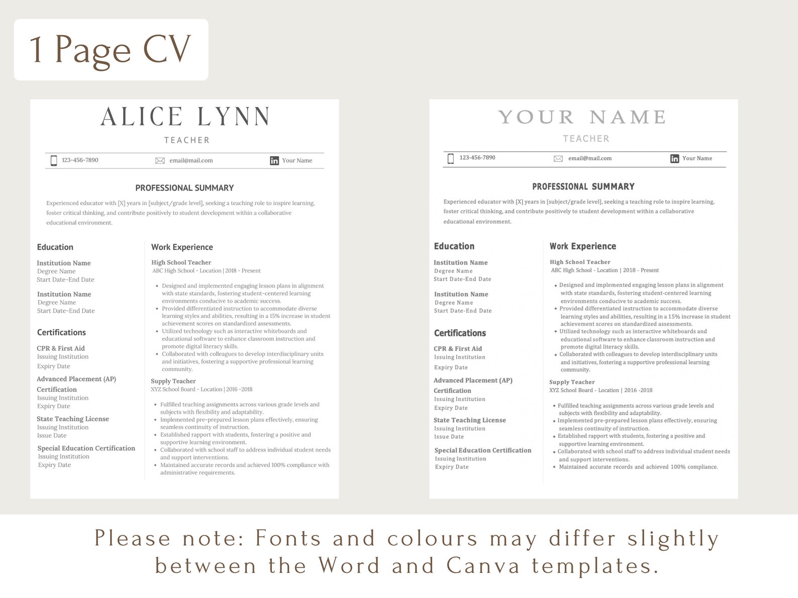 Teacher Resume Template Word, Canva | Teaching Resume, Resume Template ...