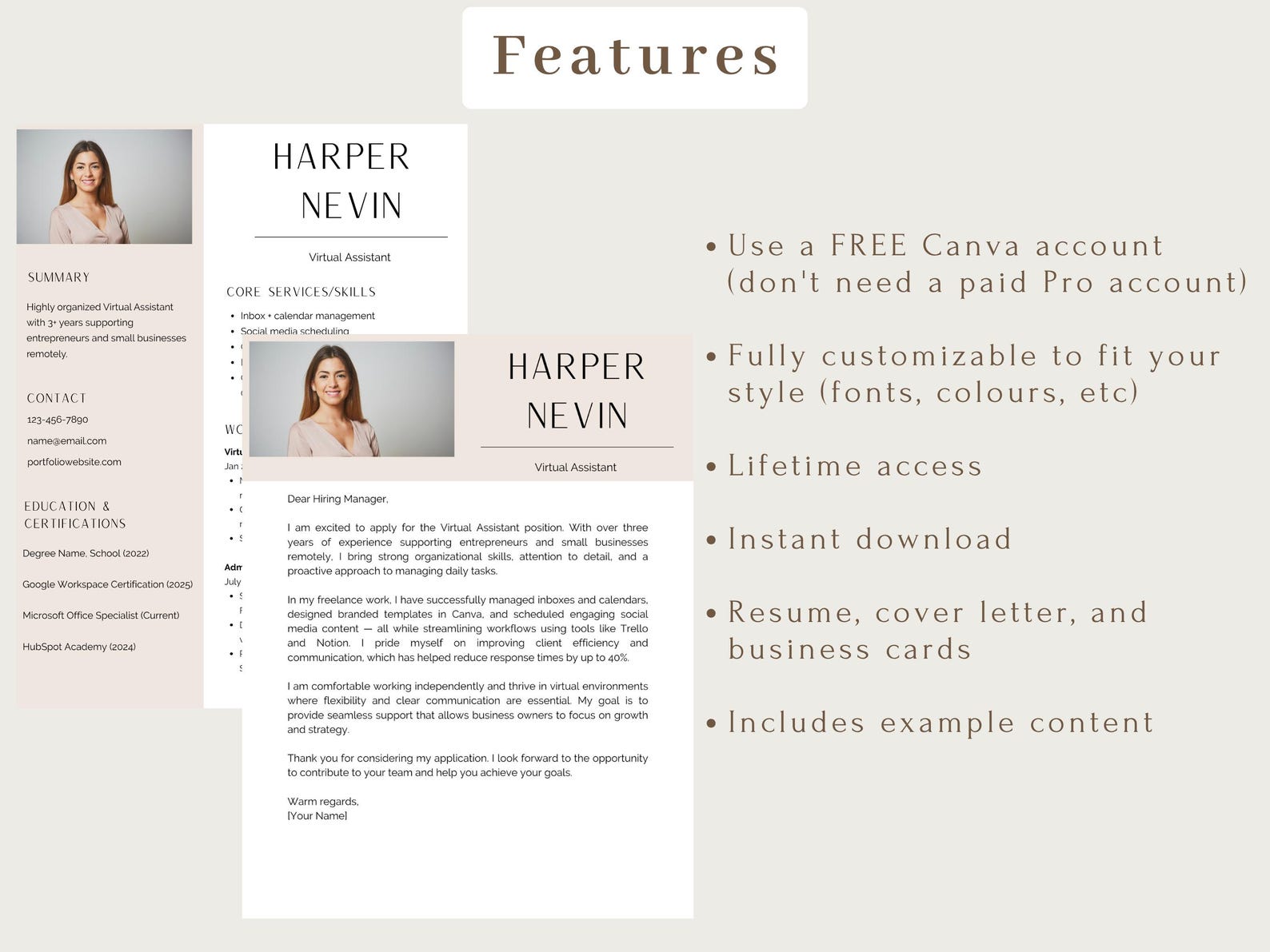Virtual Assistant Resume Template | Admin Resume Canva | Ats-friendly ...