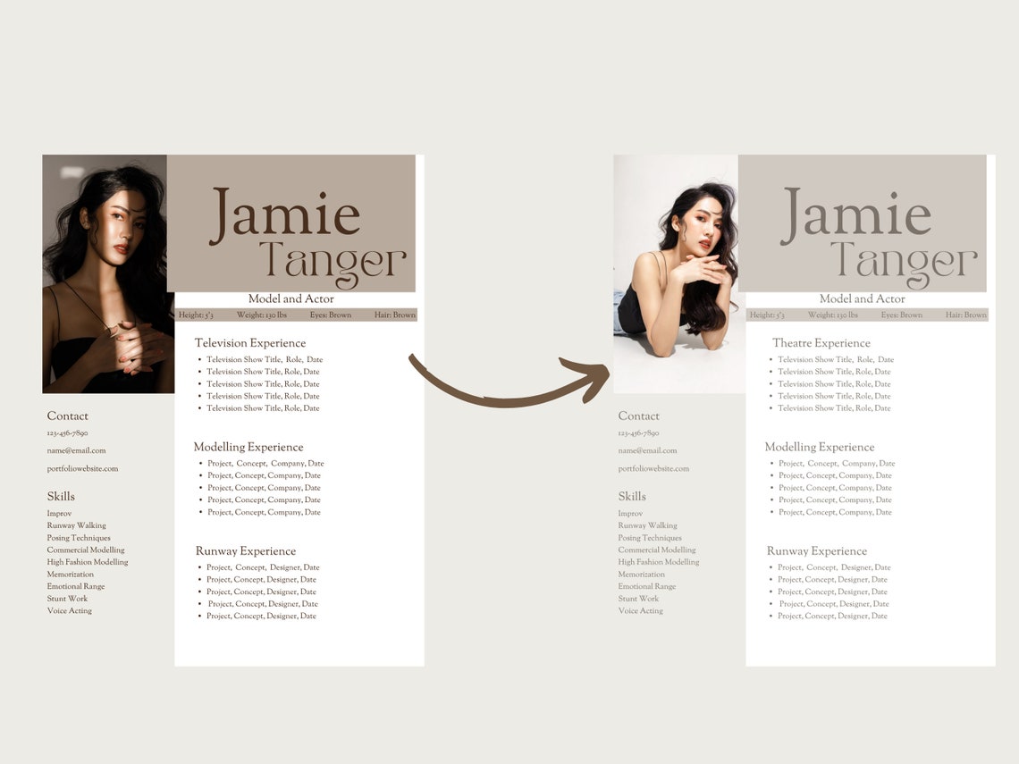 Professional Model Resume Template, Male/female/child Fashion Model ...