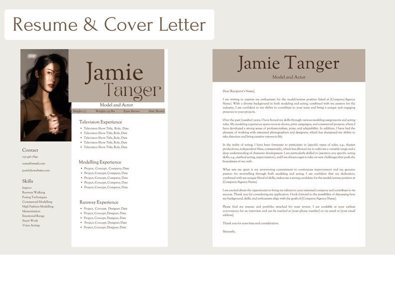 Professional Model Resume Template, Male/female/child Fashion Model ...