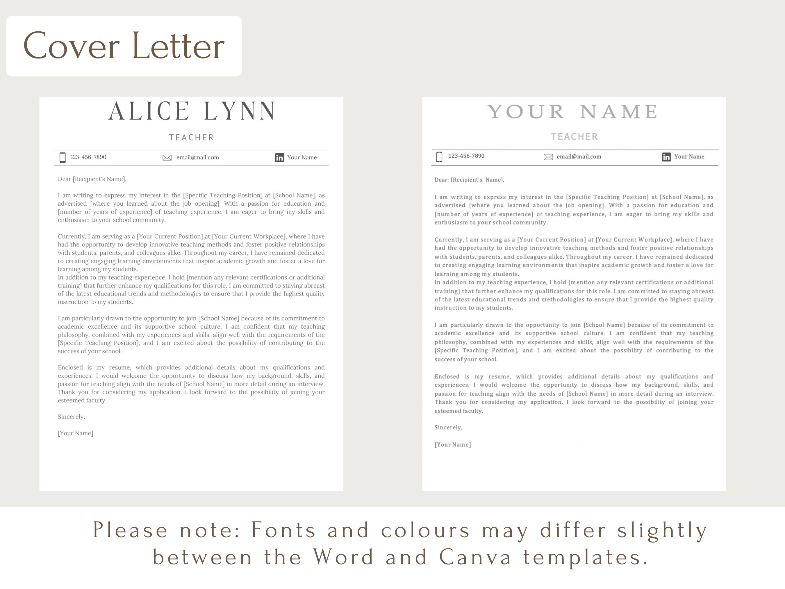 Teacher Resume Template Word, Canva Teaching Resume, Resume Template CV ...