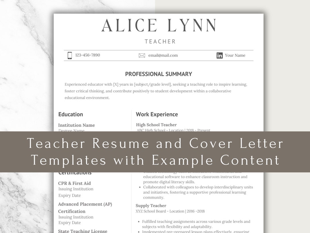 Teacher Resume Template Word, Canva | Teaching Resume, Resume Template ...