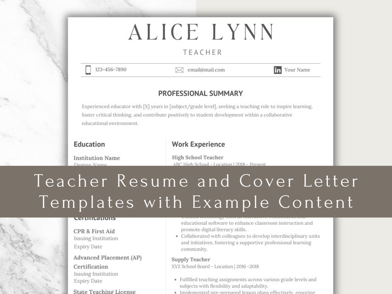 Teacher Resume Template Word, Canva | Teaching Resume, Resume Template ...